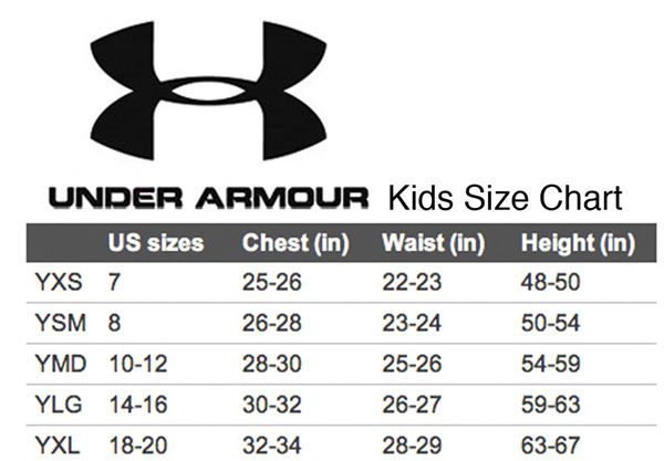 Under Armour Kids Size Chart Under Armour Under Armour Kids Size Chart Under Armour